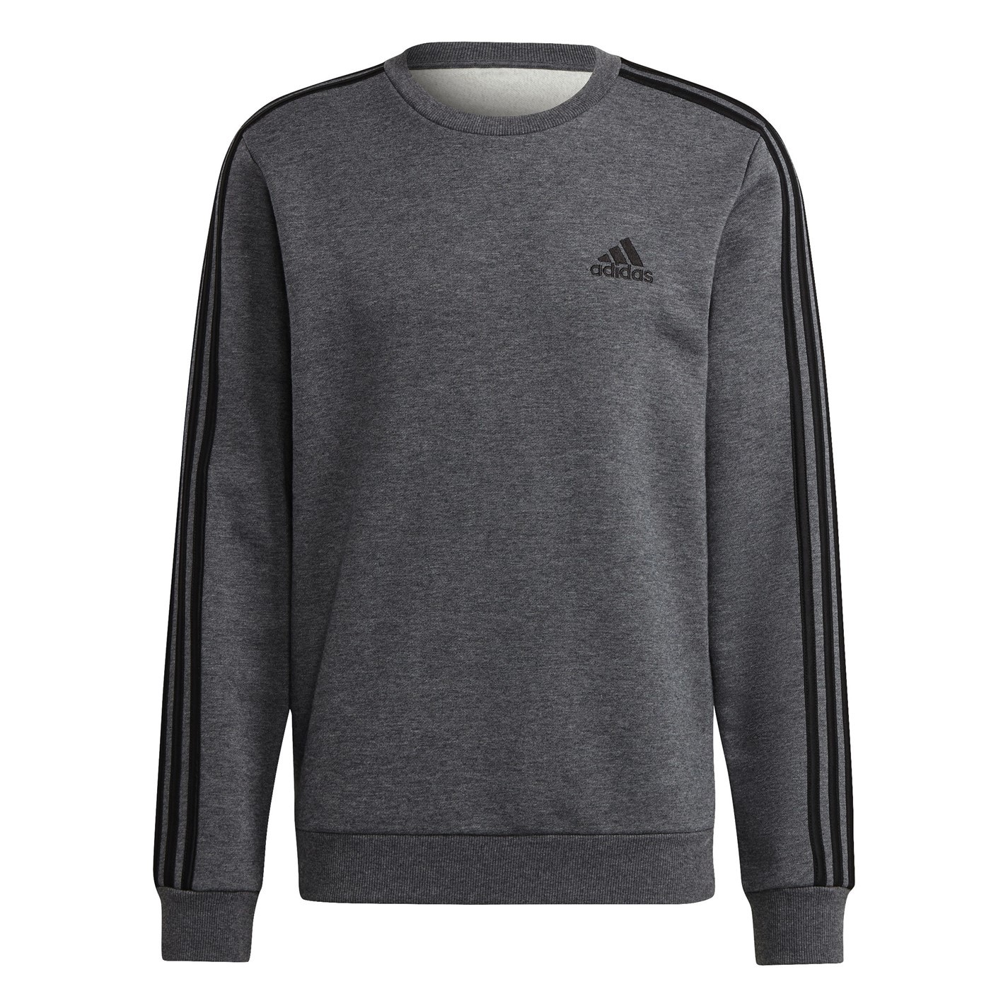 Мъжка блуза Adidas Mens Crew 3-Stripes Pullover Sweatshirt - Dark Grey ...
